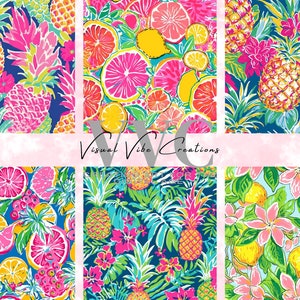 Summer Tropical Fruit Digital Paper 10 Seamless Preppy - Etsy