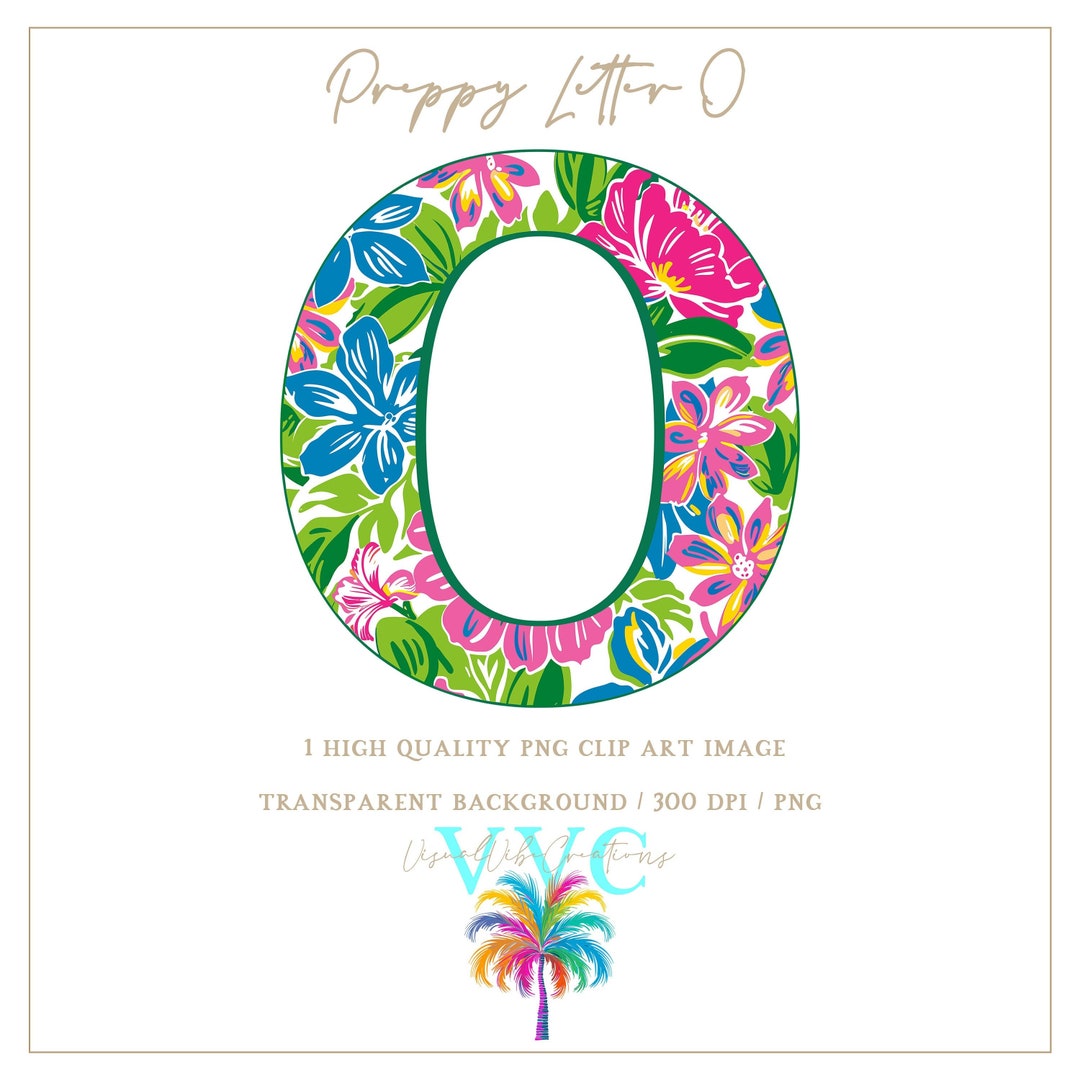Preppy Letter O Clip Art - Transparent Background in PNG - Alphabet ...