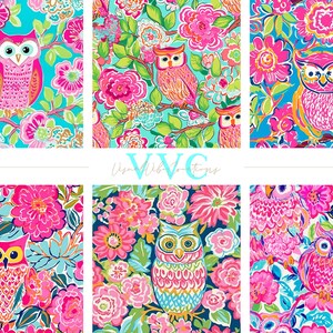 Preppy Owl Digital Paper, 10 Seamless Floral Patterns for Printable ...