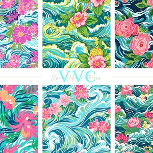 Preppy Inspired Ocean Waves Digital Paper 10 Seamless - Etsy