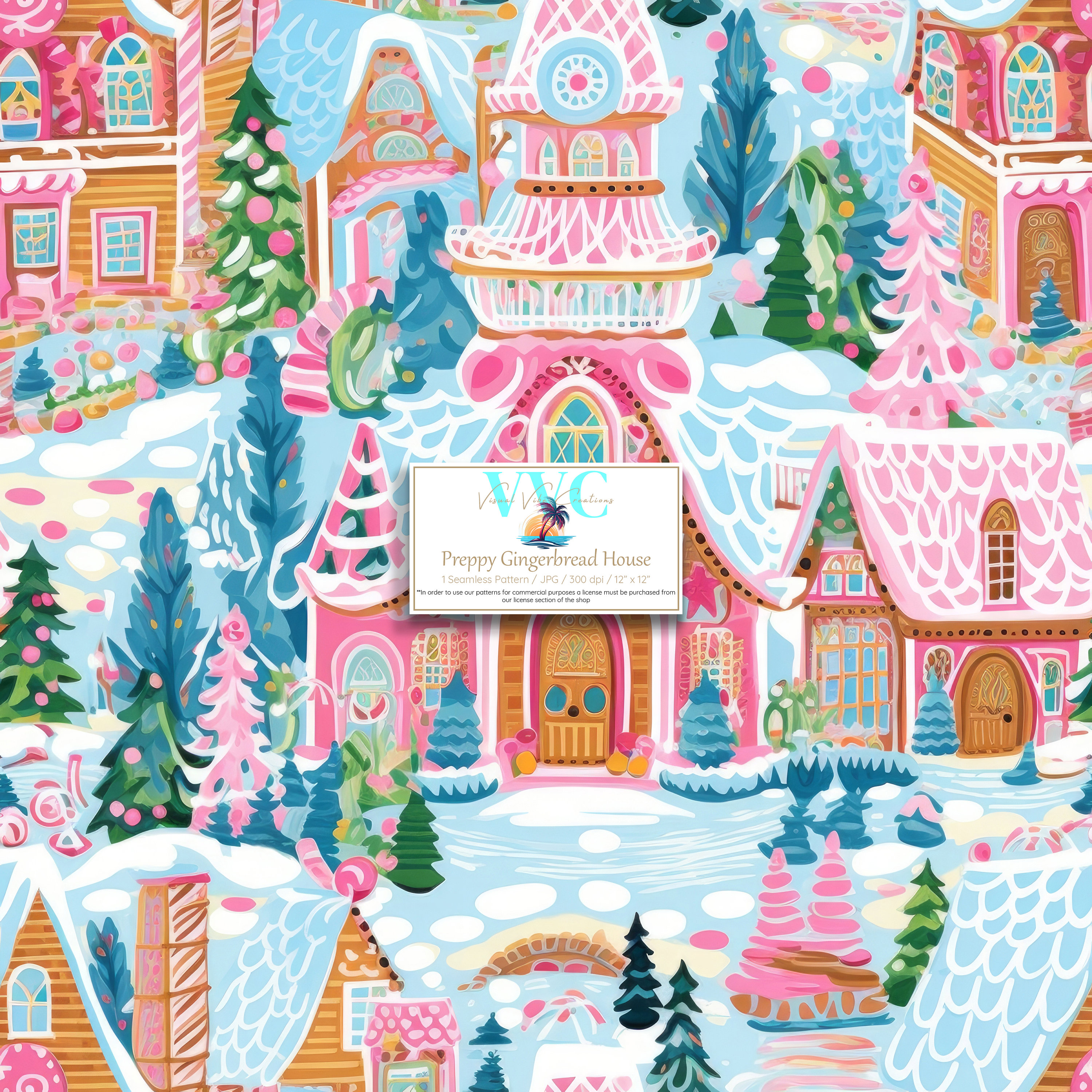 Preppy Gingerbread House Digital Paper, 1 Seamless Pattern for ...