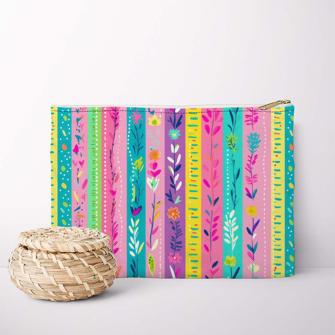 Preppy Floral Stripes Digital Paper, 1 Seamless Pattern for Scrapbook ...