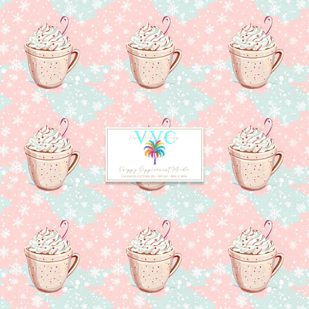 Preppy Peppermint Mocha Digital Paper, 1 Seamless Pattern for Printable ...