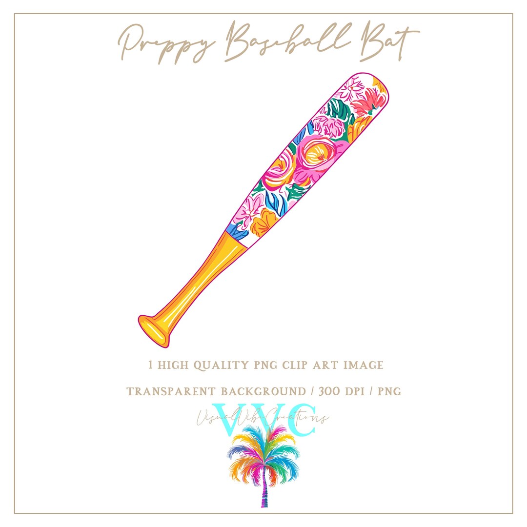 Preppy Baseball Bat Clip Art - Transparent Background in PNG - Sports ...