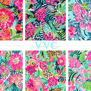 Preppy Animal Print Digital Paper, 10 Seamless Floral Patterns for ...