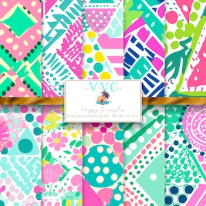 Preppy Triangles Digital Paper, 10 Seamless Beach Patterns for ...