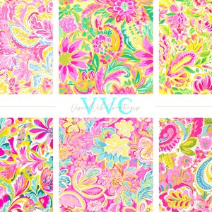 Preppy Inspired Summer Sunshine Paisley Digital Paper, 10 Seamless ...