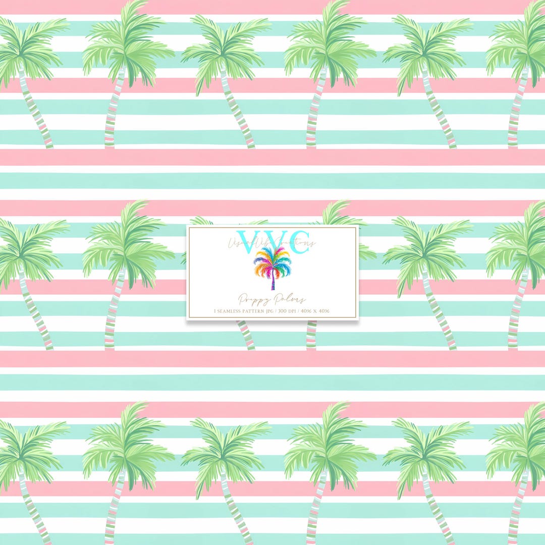 Preppy Palms Digital Paper, 1 Seamless Pattern for Scrapbook Paper ...