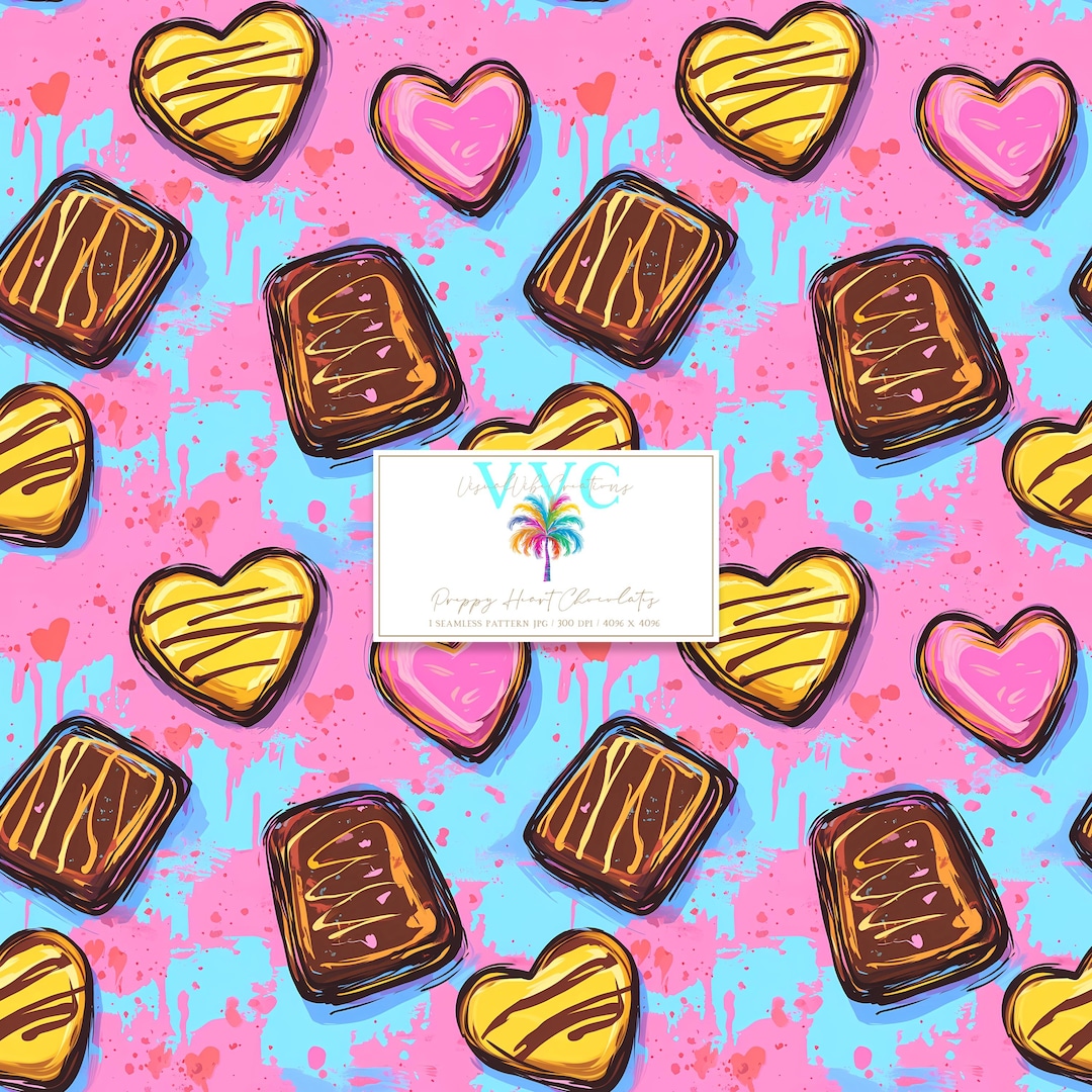 Preppy Heart Chocolates Digital Paper, 1 Seamless Pattern for Scrapbook ...