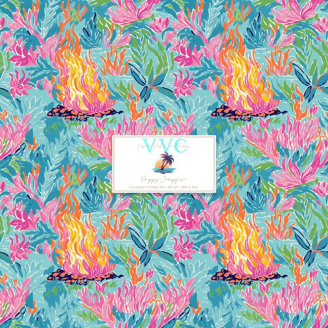 Preppy Campfire Digital Paper, 1 Seamless Pattern for Scrapbook Paper ...