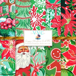 Preppy Christmas Pack #5 Digital Paper, 10 Seamless Patterns for ...