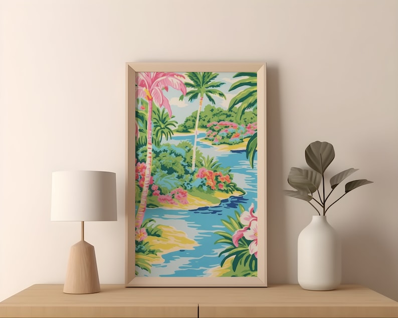 Tropical Preppy Palm Tree 10 Non-seamless Colorful Digital - Etsy