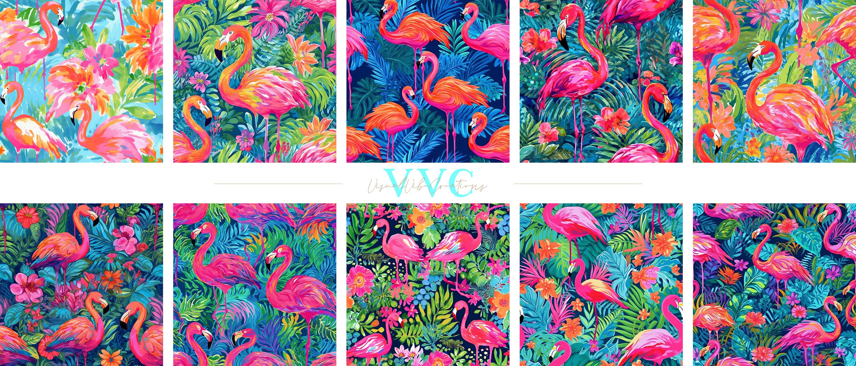 Flamingo Digital Paper 10 Seamless Preppy Colorful Floral - Etsy