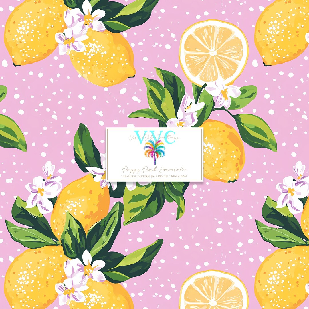 Preppy Pink Lemonade Digital Paper, 1 Seamless Pattern for Printable ...