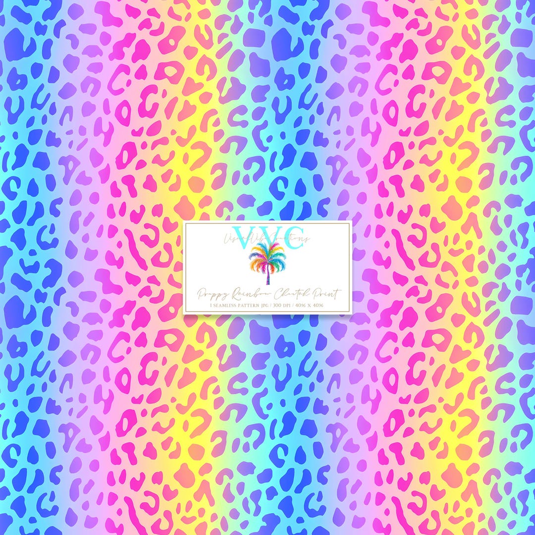 Preppy Rainbow Cheetah Print Digital Paper, 1 Seamless Pattern for ...