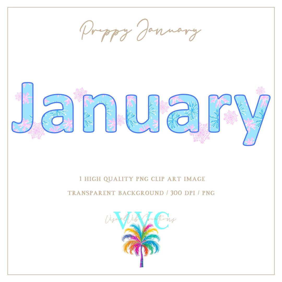 Preppy January Clip Art - Transparent Background in PNG - Months of the ...