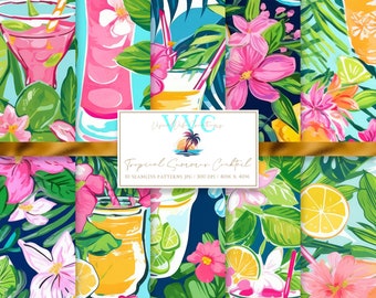 Preppy Summer Citrus Digital Paper, 10 Seamless Preppy Patterns for ...