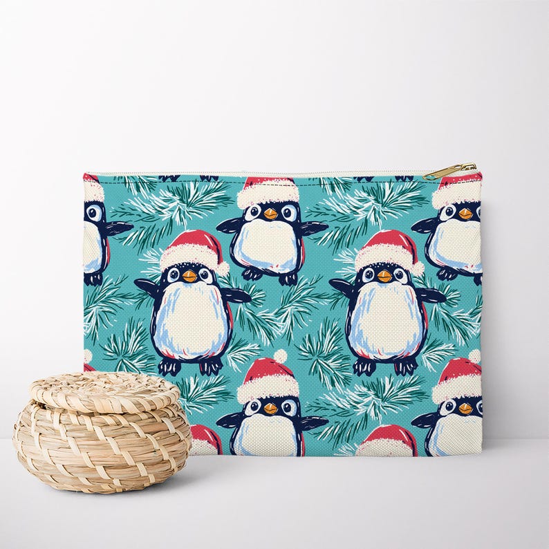 Preppy Holiday Penguin Digital Paper, 1 Seamless Pattern for Printable ...
