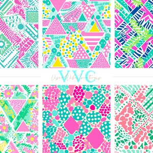 Preppy Triangles Digital Paper, 10 Seamless Beach Patterns for ...