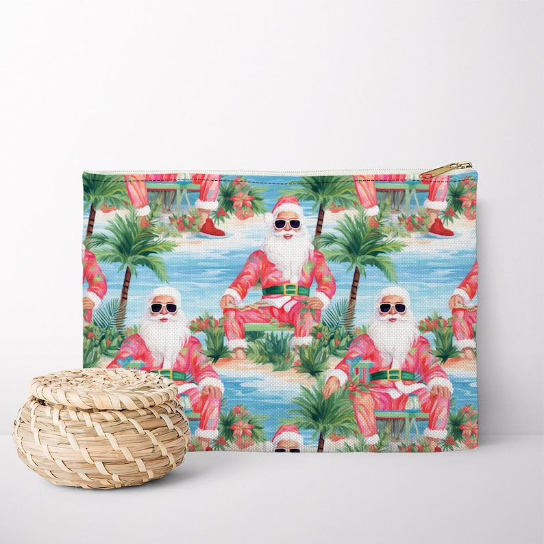 Preppy Santa on a Beach Digital Paper, 1 Seamless Tropical Pattern for ...