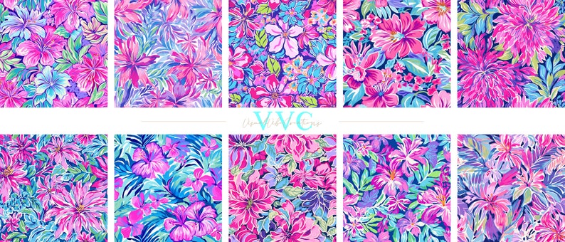 Classic Preppy Digital Paper 10 Seamless Floral Patterns for - Etsy