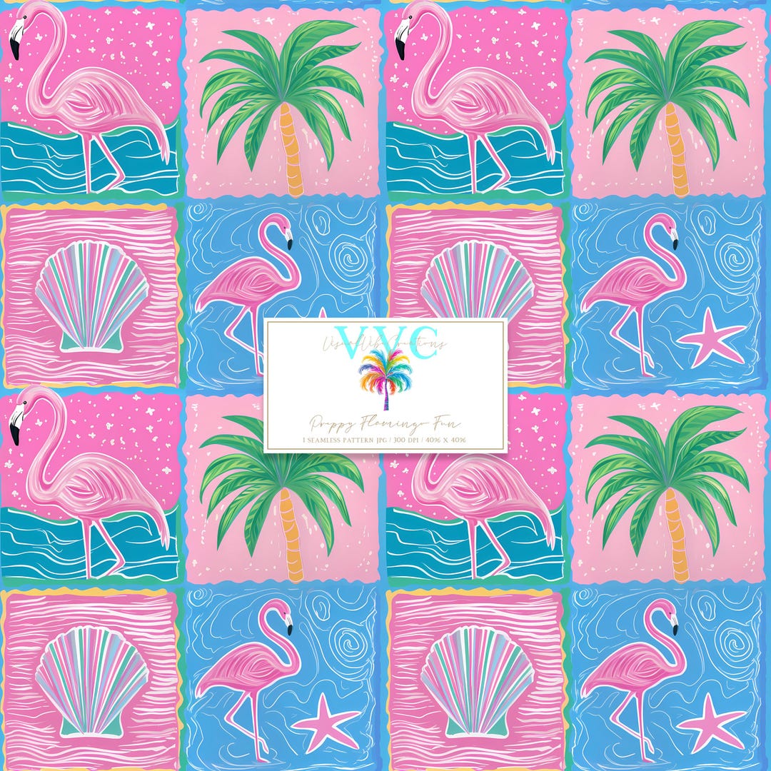 Preppy Flamingo Fun Digital Paper, 1 Seamless Pattern for Scrapbook ...