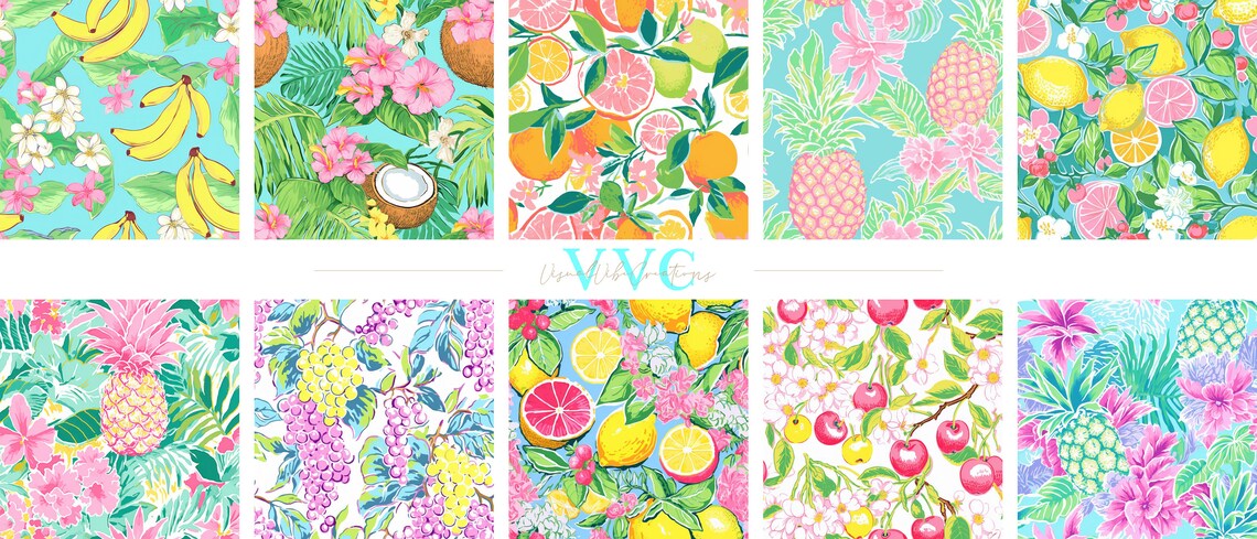 Summer Tropical Fruit Pack 2 Digital Paper 10 Seamless - Etsy