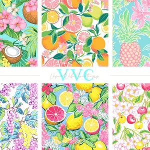 Summer Tropical Fruit Pack #2 Digital Paper, 10 Seamless Patterns for ...