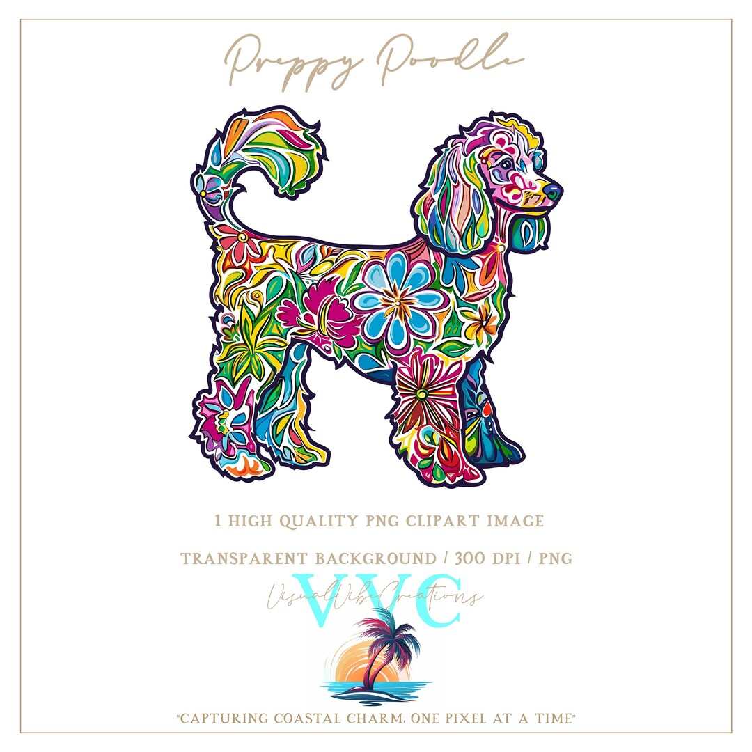 Preppy Poodle Clip Art - Transparent Background in PNG - Dog, Dogs ...