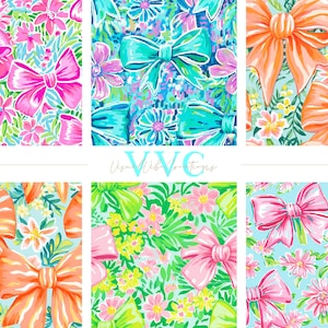 Preppy Bows Pack #2 Digital Paper, 10 Seamless Colorful Patterns for ...