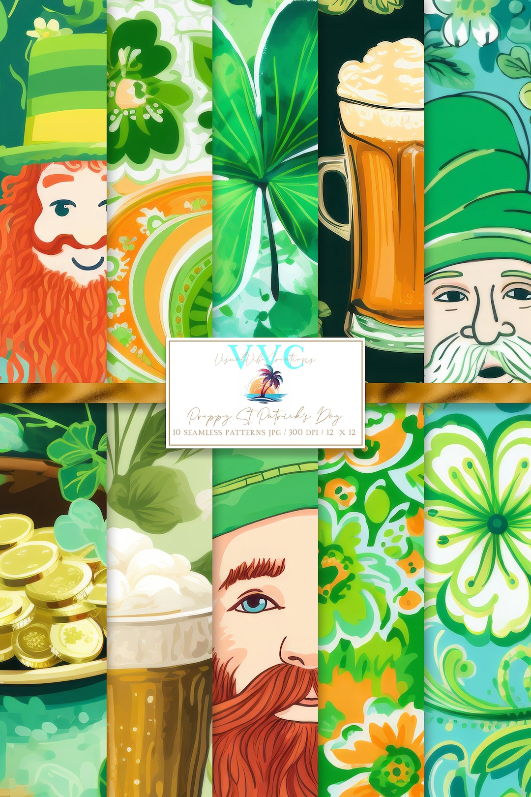Preppy St. Patrick's Day Digital Paper, 10 Seamless Patterns for ...