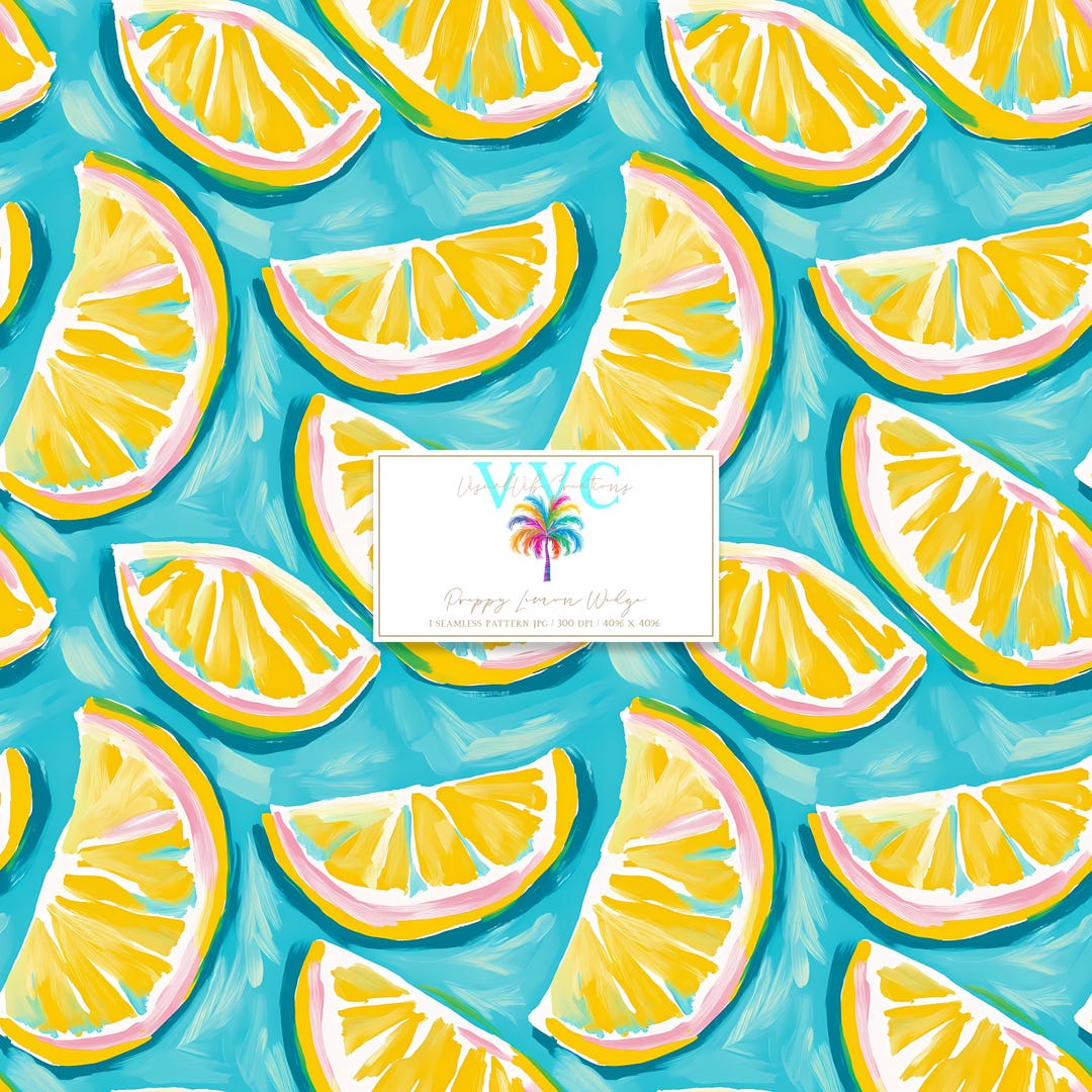Preppy Lemon Wedge Digital Paper, 1 Seamless Pattern for Scrapbook ...