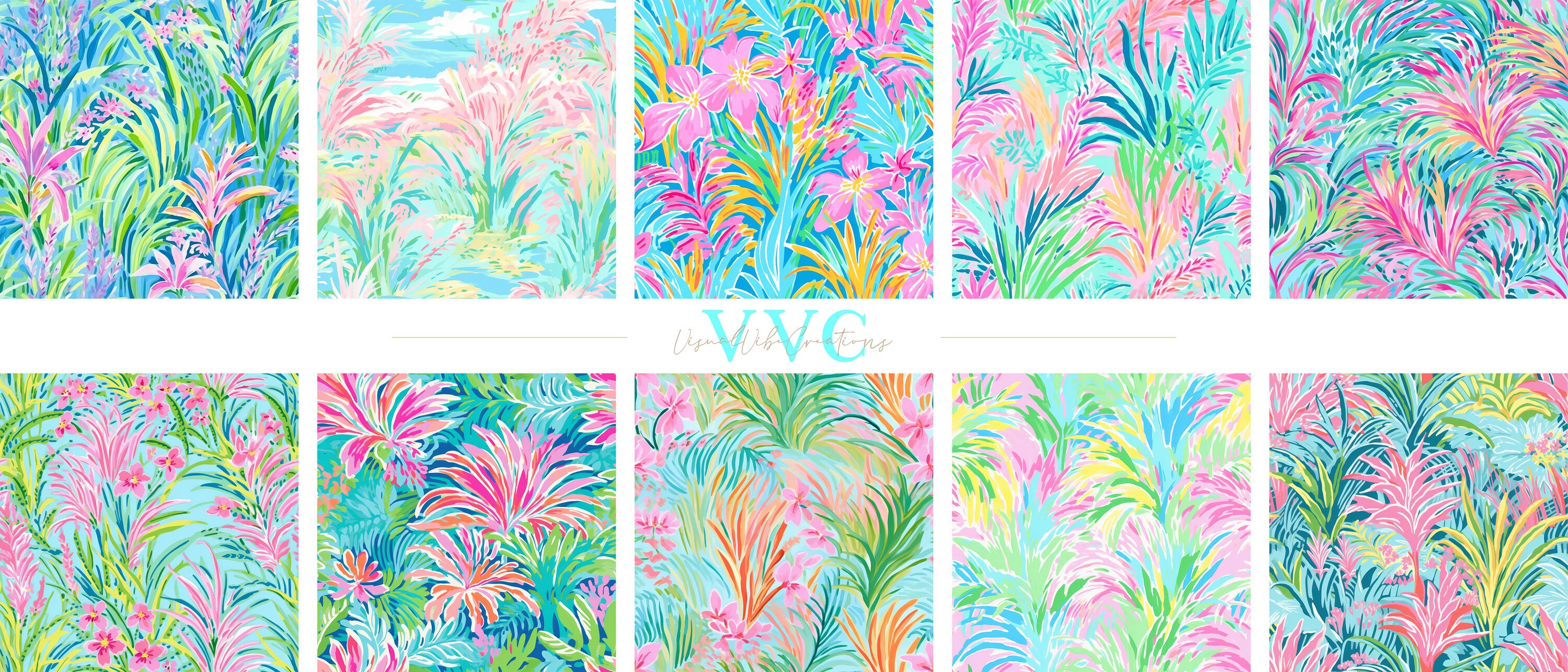 Preppy Beach Grass Digital Paper, 10 Seamless Patterns for Printable ...