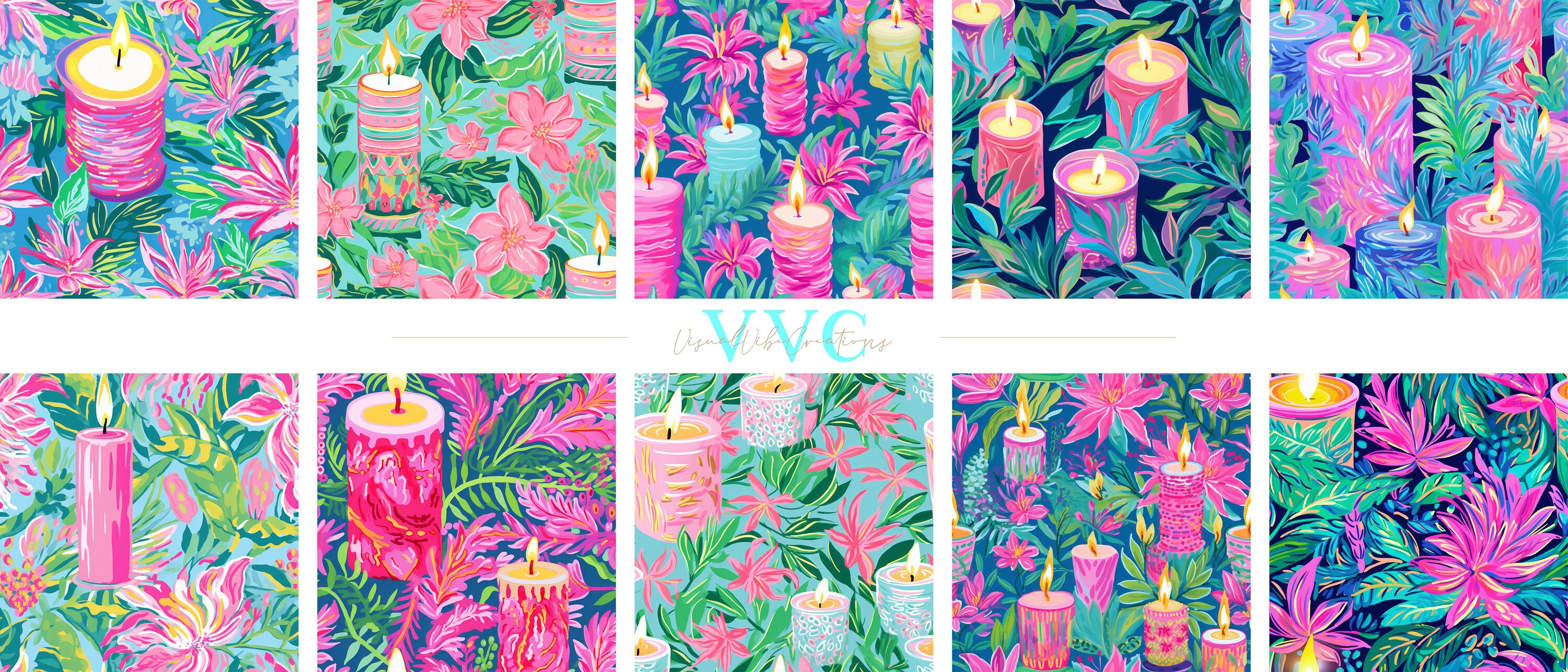 Papel digital Preppy Candles 10 patrones sin costuras para - Etsy México