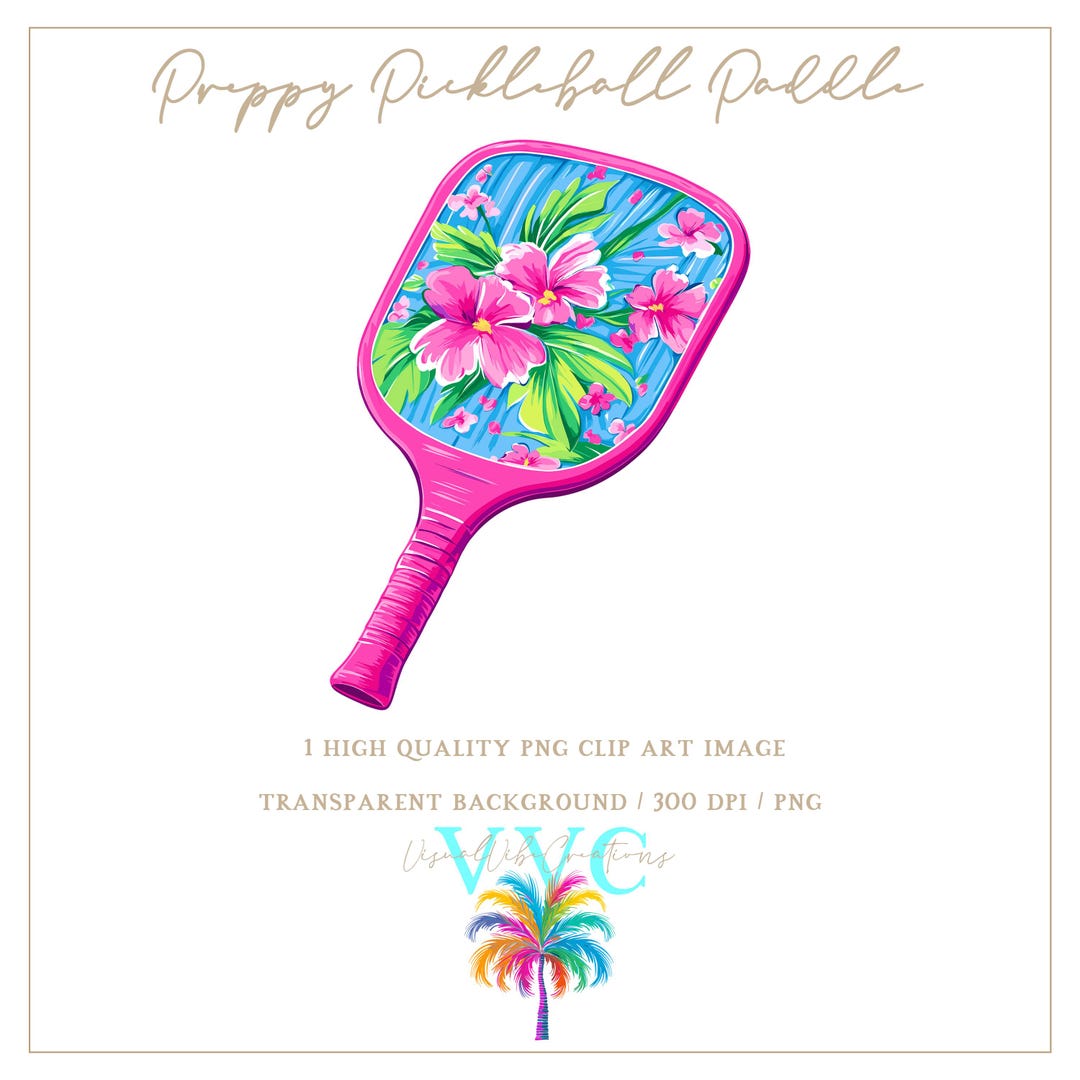 Preppy Pickleball Paddle Clip Art - Transparent Background in PNG ...