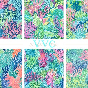 Preppy Mermaid Coral Digital Paper, 10 Seamless Preppy Tropical ...