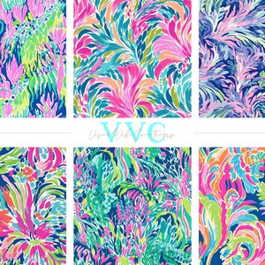 Vibrant Preppy Digital Paper, 10 Seamless Beach Patterns for Printable ...