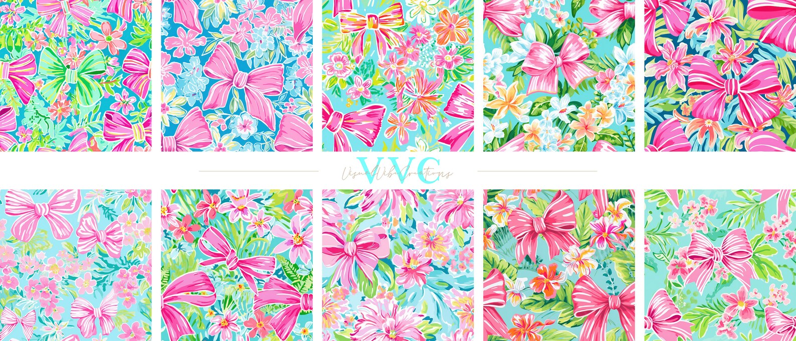 Preppy Bows Digital Paper 10 Seamless Colorful Patterns for - Etsy