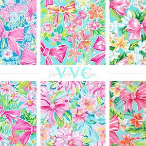 Preppy Bows Digital Paper, 10 Seamless Colorful Patterns for Printable ...