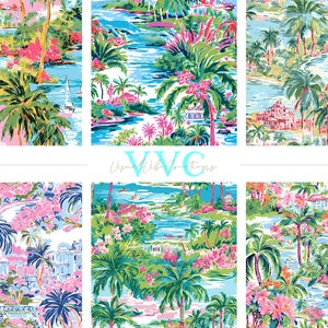 Preppy Bahamas View Digital Paper, 10 Seamless Preppy Patterns for ...