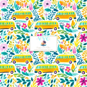 Preppy School Bus Digital Paper, 1 Seamless Pattern for Scrapbook Paper ...
