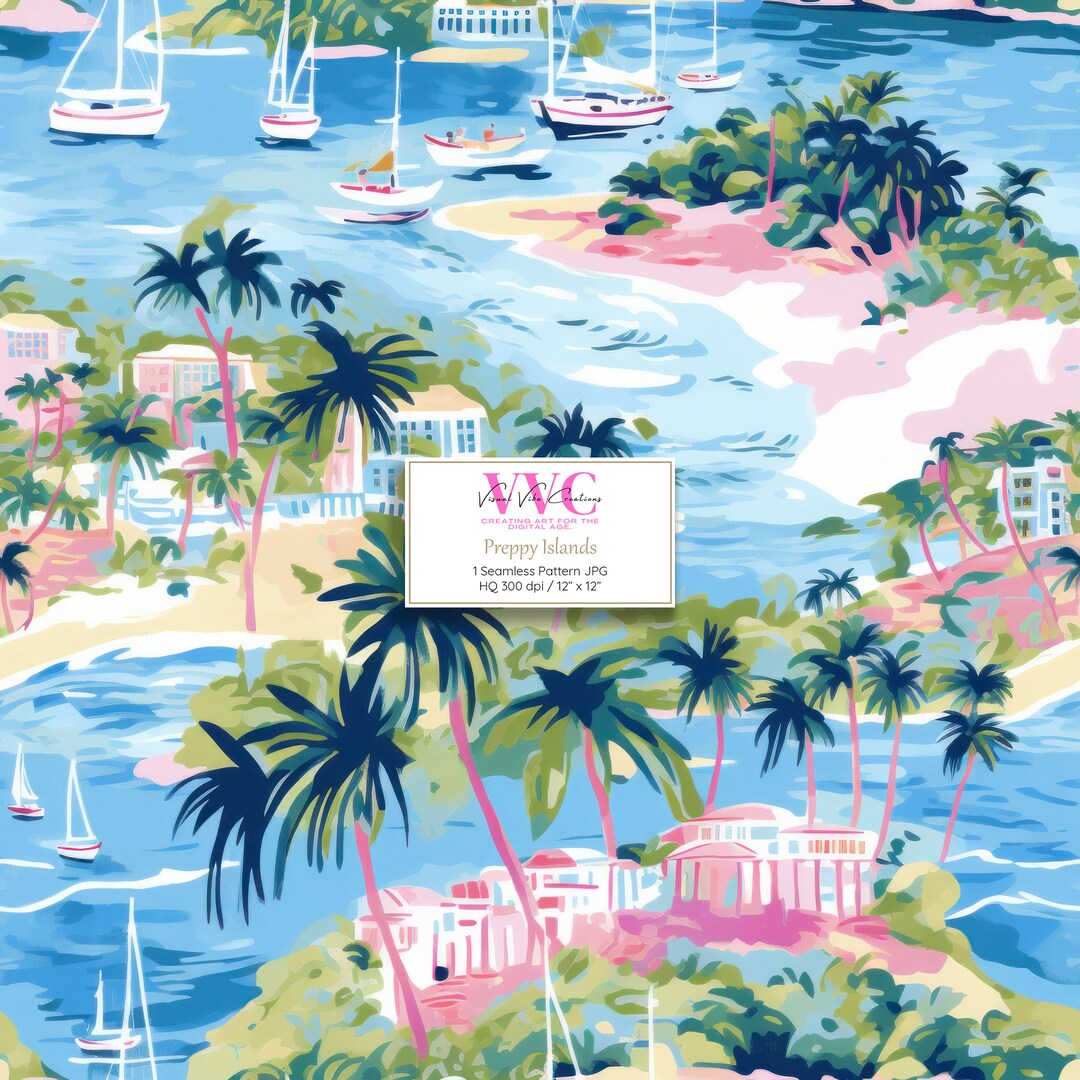 Preppy Islands Digital Paper 1 Seamless Tropical Pattern for - Etsy