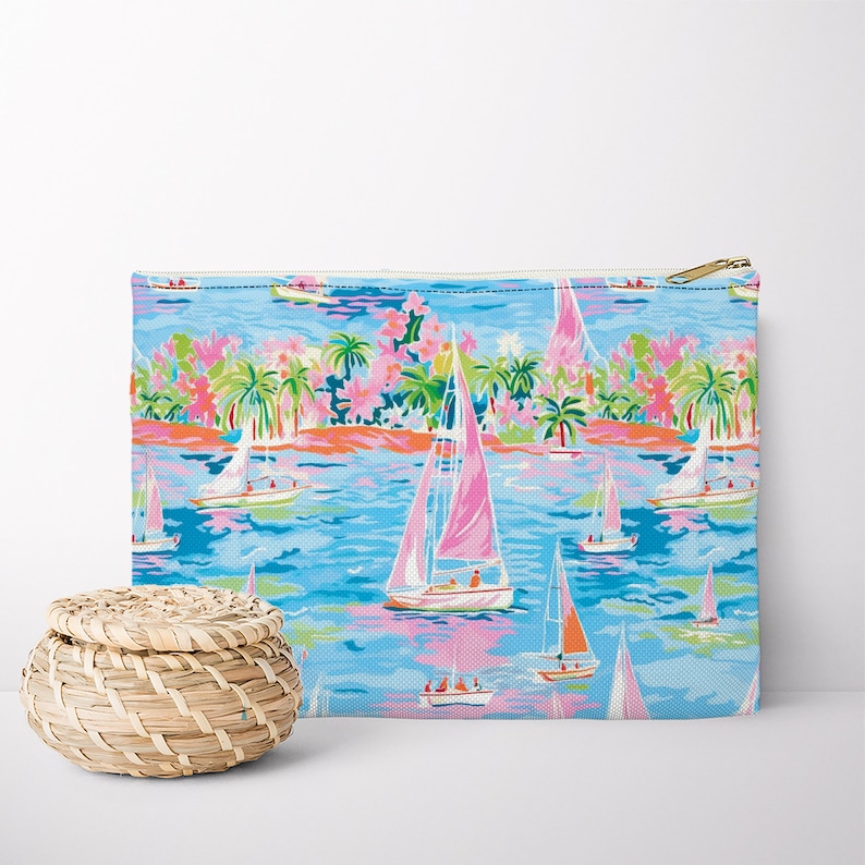 Preppy Sailboat Island Digital Paper, 1 Seamless Pattern for Printable ...