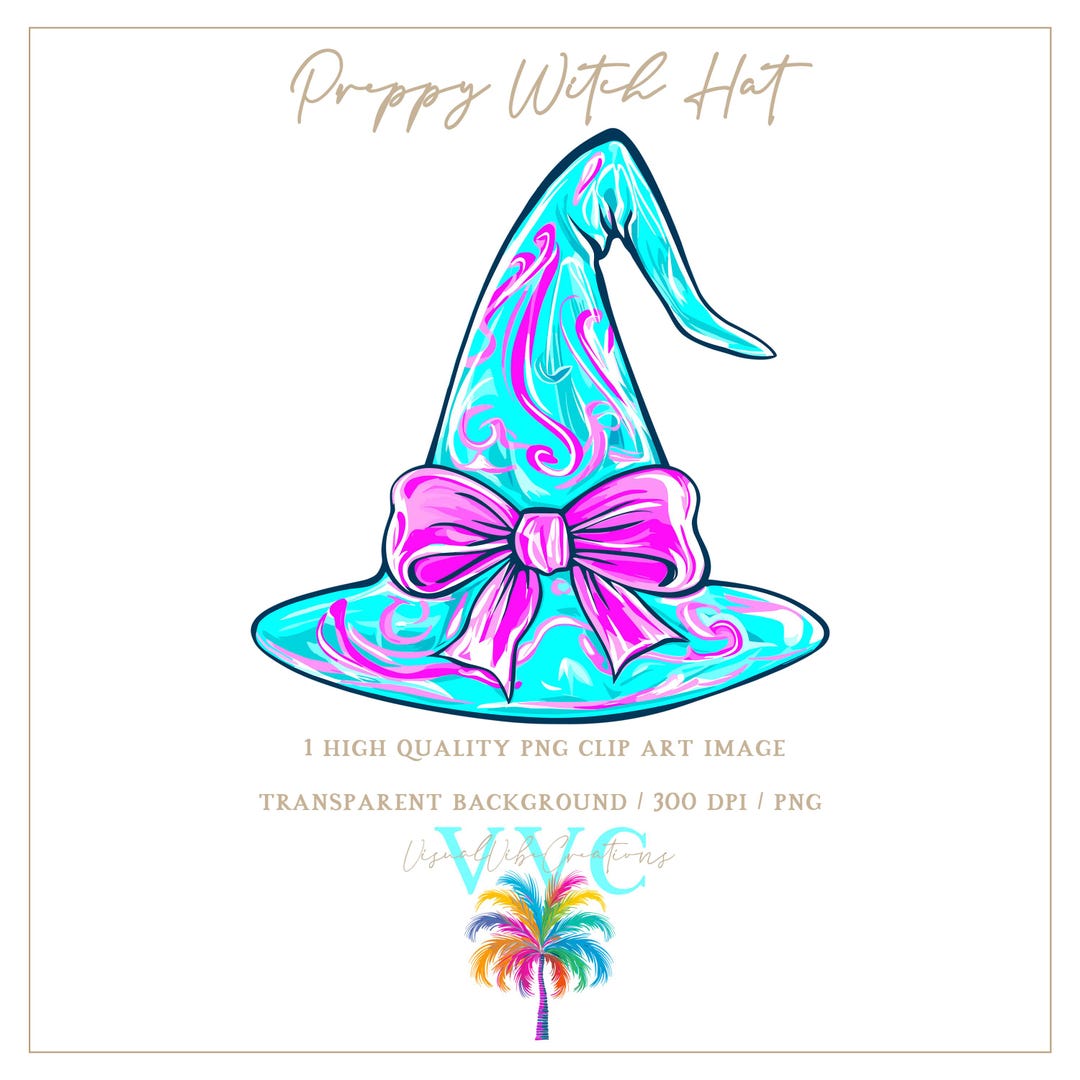 Preppy Witch Hat Clip Art - Transparent Background in PNG - Vibrant ...