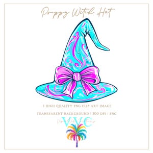 Preppy Witch Hat Clip Art - Transparent Background in PNG - Vibrant ...