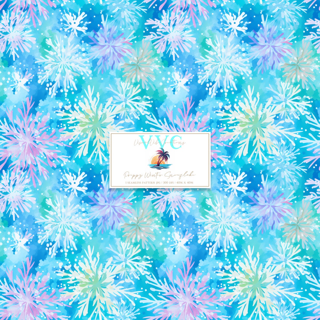 Preppy Winter Snowflake Digital Paper, 1 Seamless Pattern for Printable ...