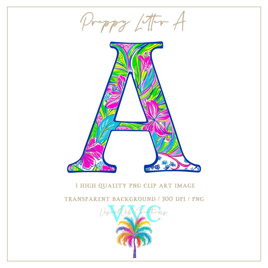 Preppy Letter A Clip Art Transparent Background in PNG Alphabet ...