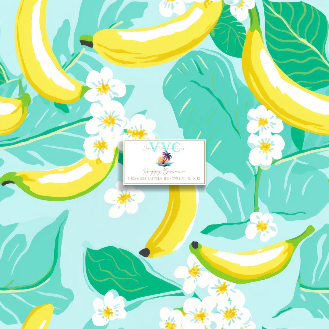Preppy Banana Digital Paper, 1 Seamless Pattern for Scrapbook Paper ...