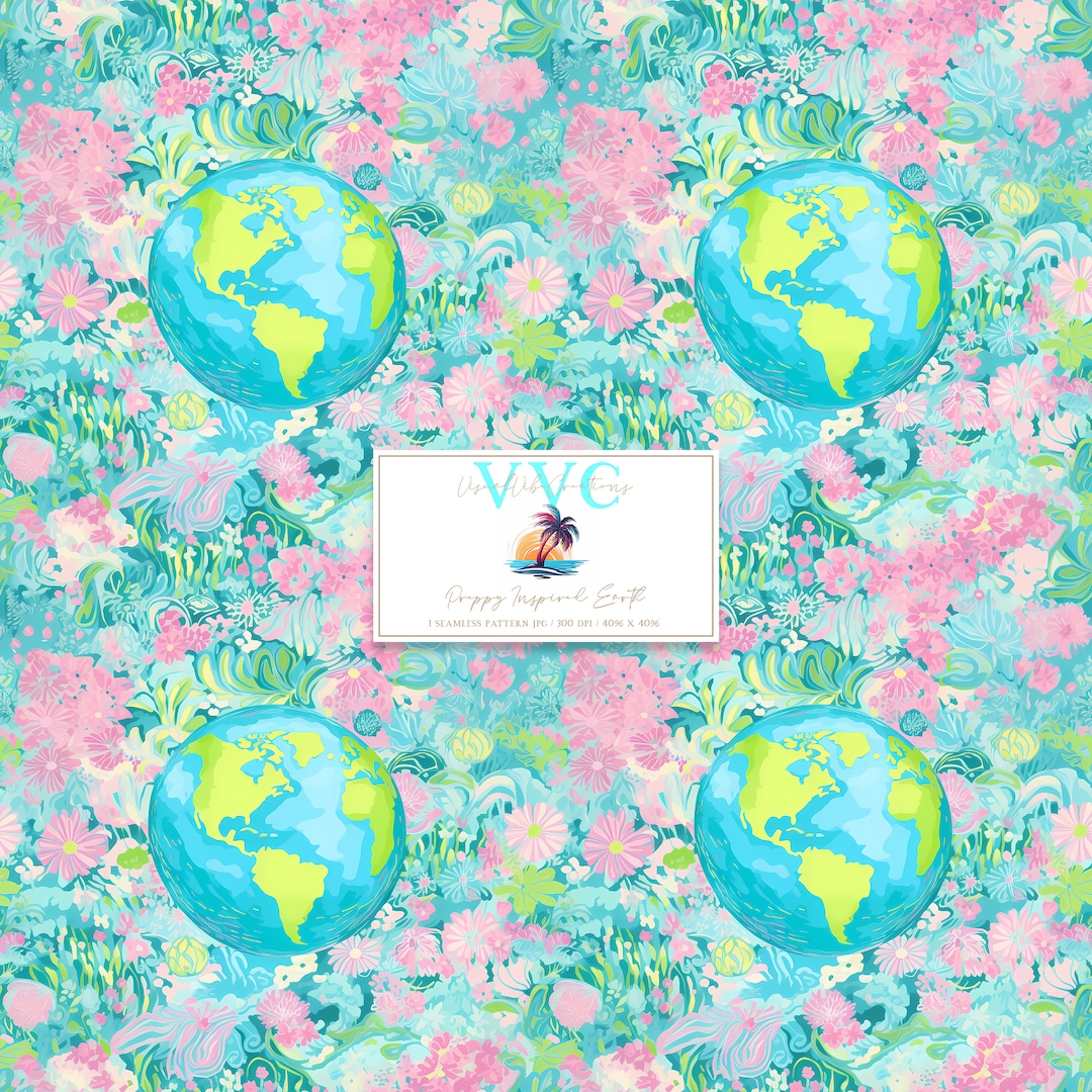 Preppy Inspired Earth Digital Paper, 1 Seamless Tropical Pattern for ...