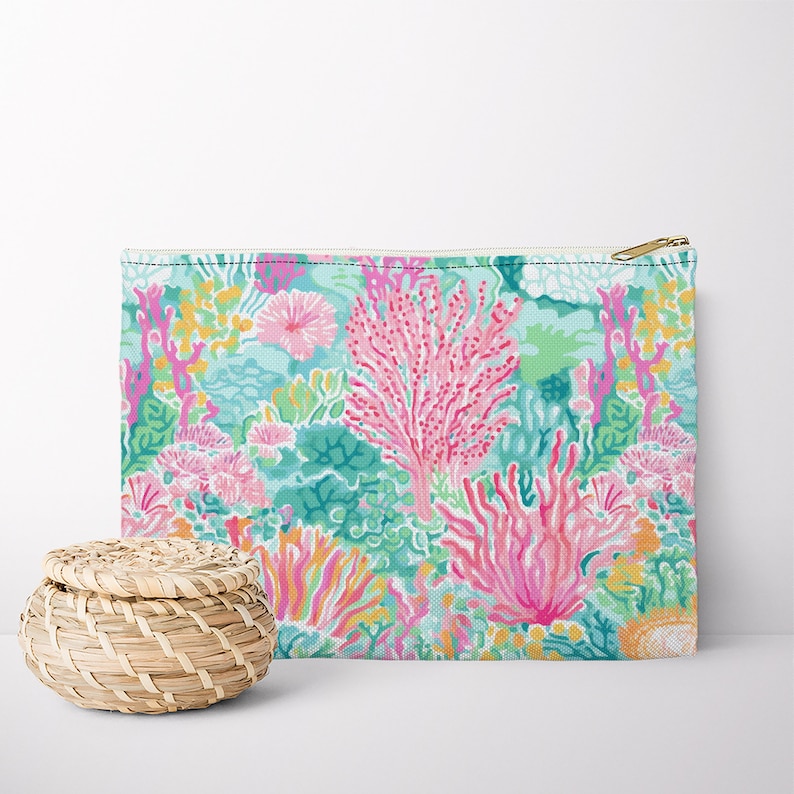 Preppy Beach Coral Digital Paper, 1 Seamless Tropical Pattern for ...